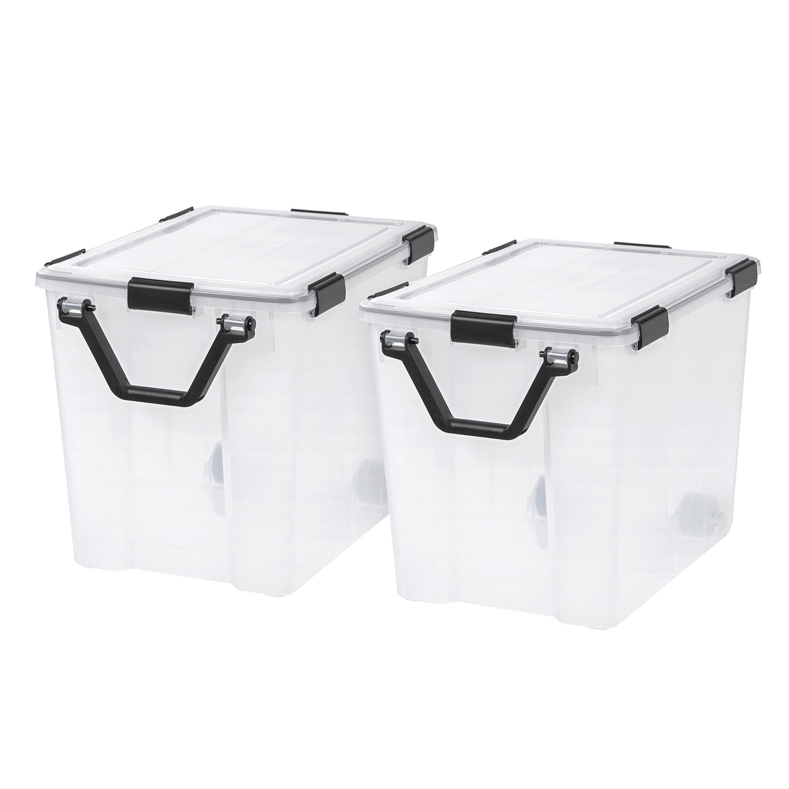 IRIS USA Large 103 Qt Weatherproof Storage Boxes - 2 Pack, Clear/Black ...