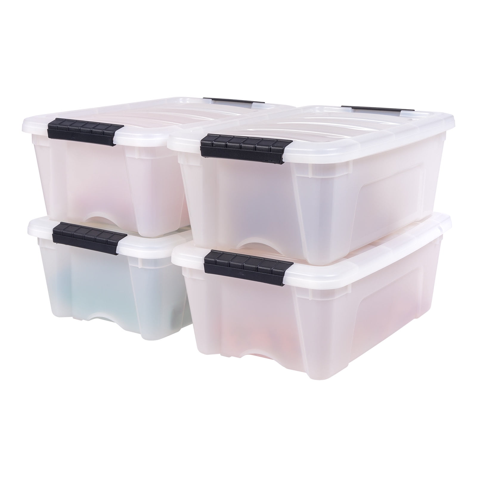 IRIS USA 12.75 Qt. Plastic Storage Bins with Lids, Pearl, Latching ...