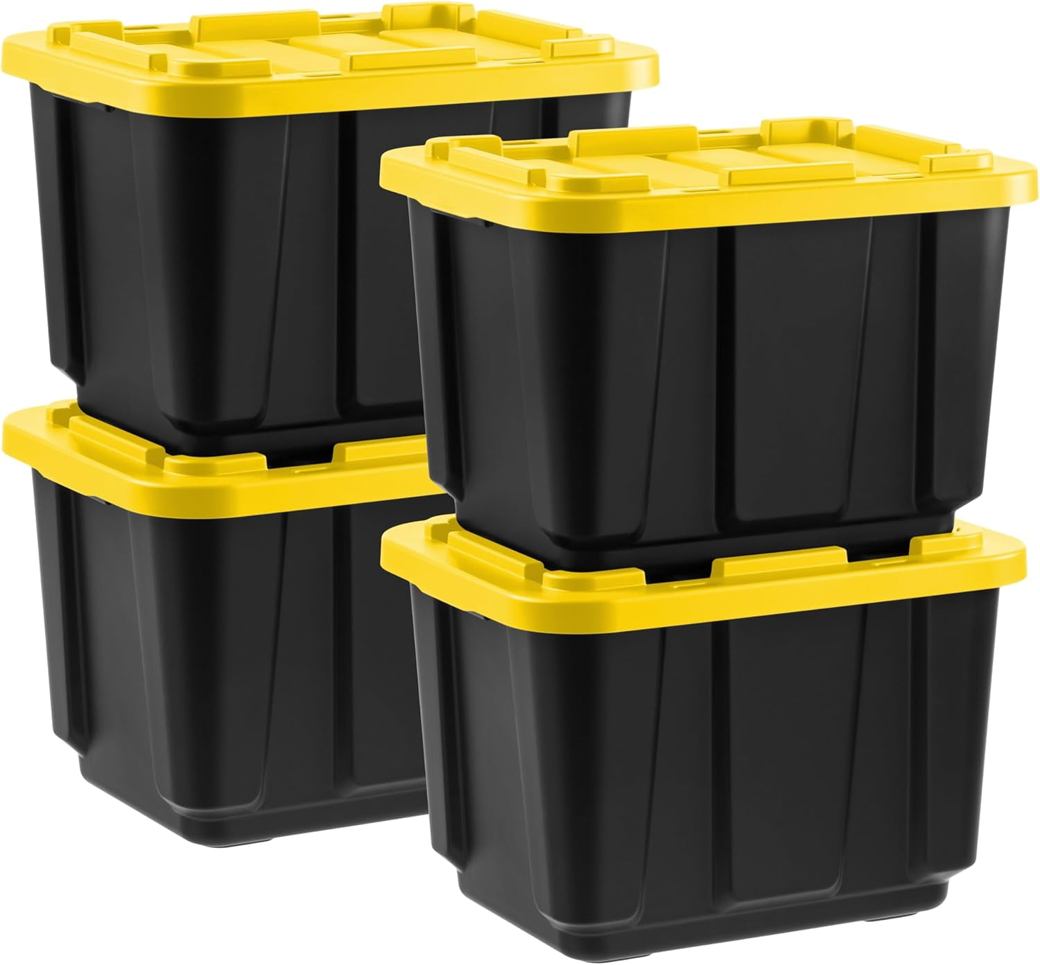 IRIS USA 12 Gallon Heavy Duty Truck Bed Toolbox Storage Tote Bins with Lids, 4 Pack - Made in ...