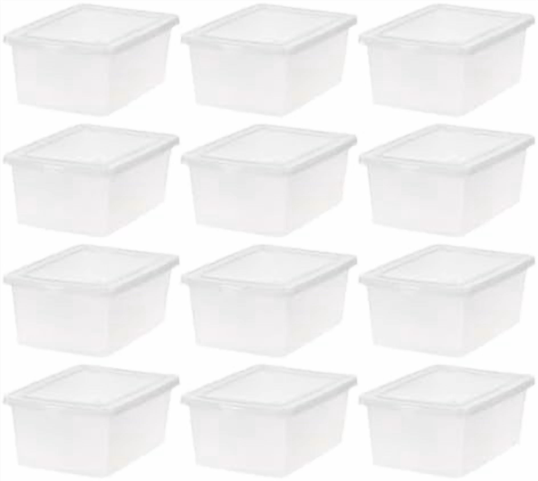 IRIS USA 12-Pack Storage Bins with Lids, 15 Quart, Shoe Boxes Clear ...
