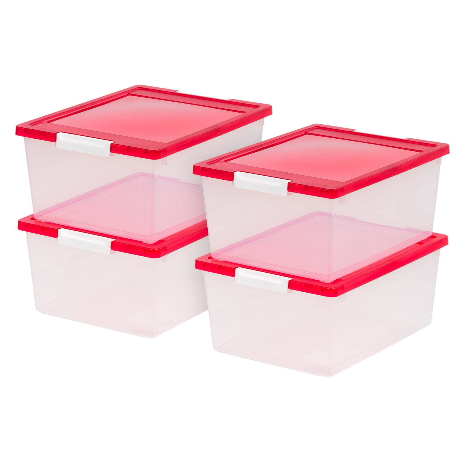 IRIS USA 12 Qt. Plastic Holiday Storage Bins Containers with Lids ...