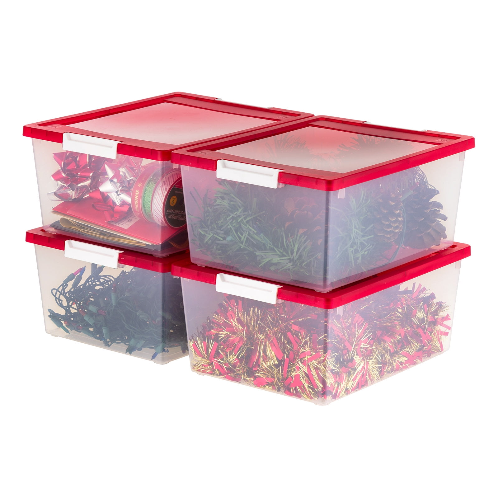 IRIS USA 12 Qt. Plastic Holiday Storage Bins Containers with Lids ...
