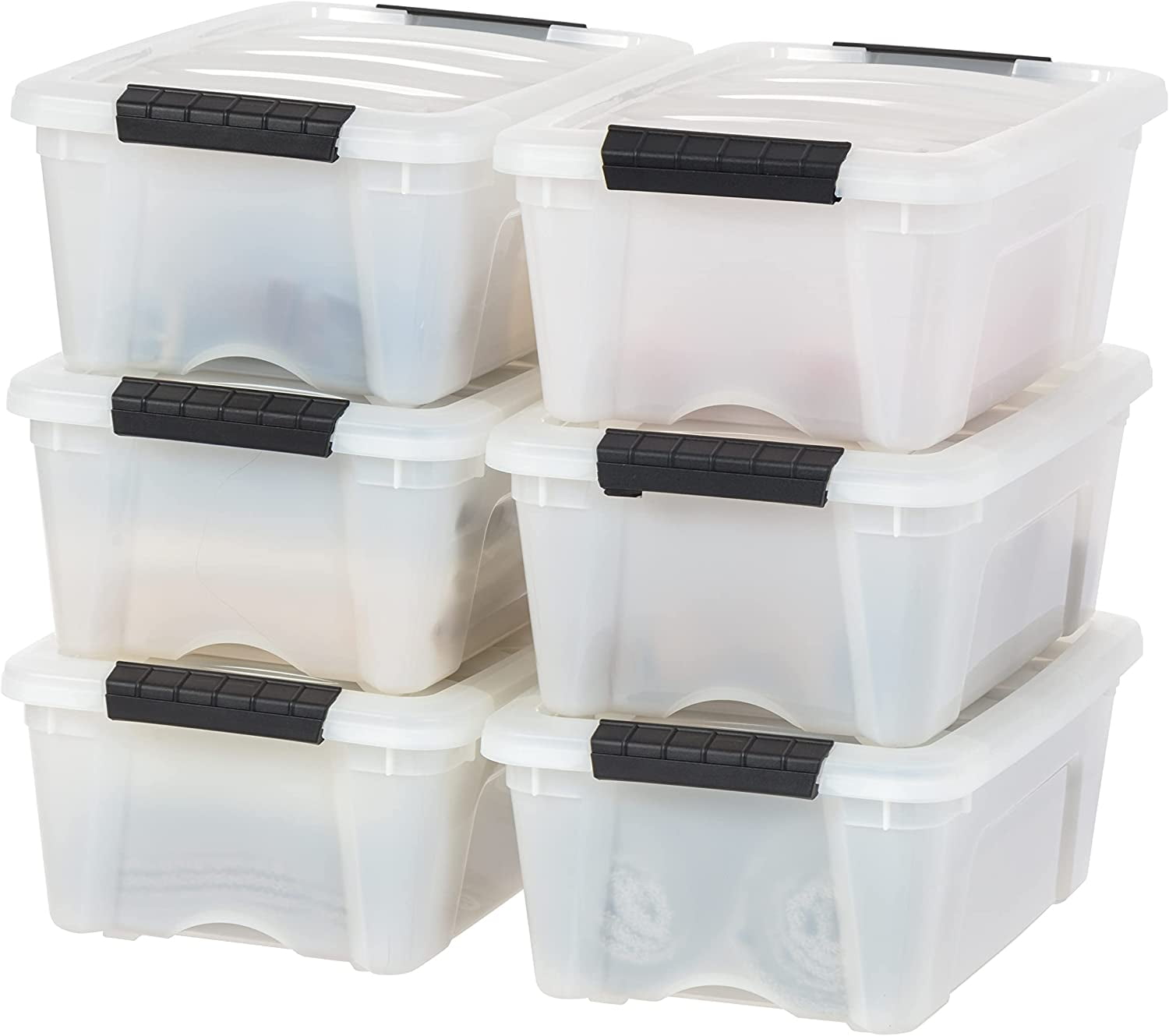 IRIS USA 13 QT Plastic Storage Box with Lid and Latches - 6 Pack - BPA ...