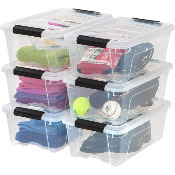 IRIS USA 13 QT Plastic Storage Box with Lid and Latches - 6 Pack - BPA ...