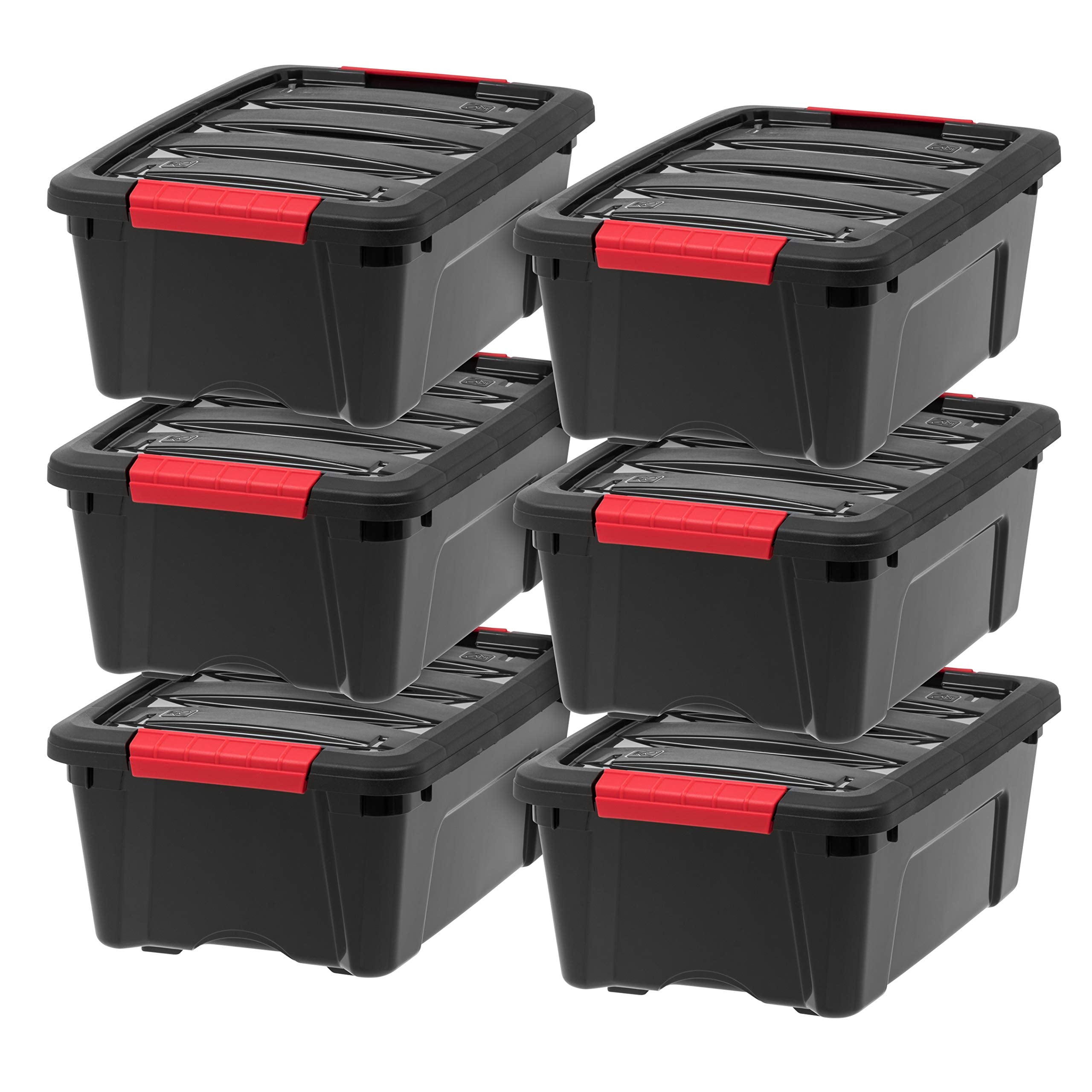 IRIS USA 13 Qt Stackable Plastic Storage Bins with Lids, 6 Pack - BPA ...
