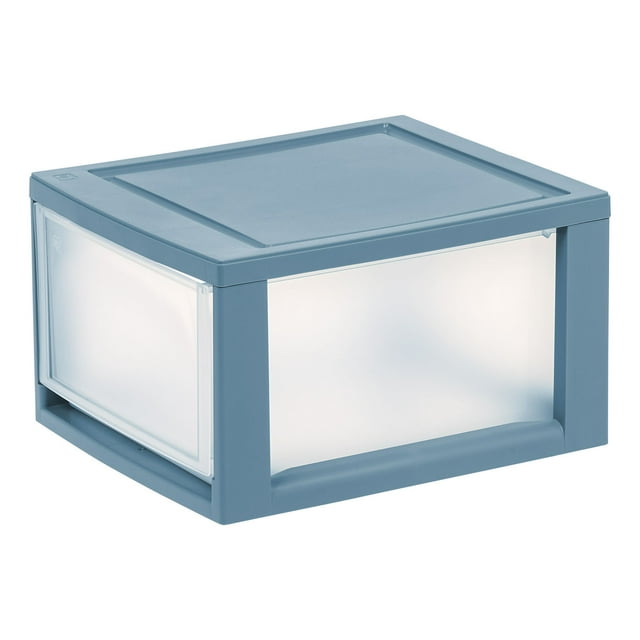IRIS USA 14.5 Qt. (3.6 gal.) Stackable Plastic Storage Drawer, Ash Blue ...