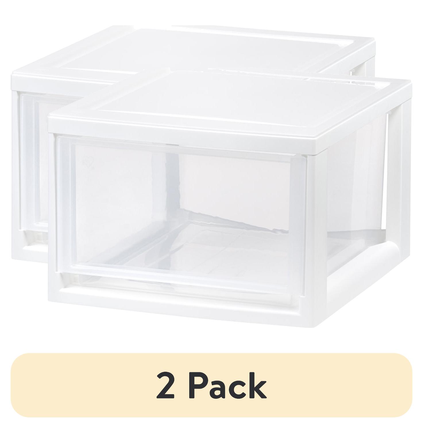 (2 pack) IRIS USA, 14.5QT Plastic Storage Modular Stacking Drawer ...