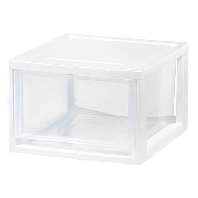 IRIS USA, 14.5QT Plastic Storage Modular Stacking Drawer - White ...