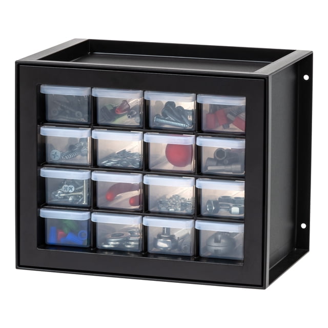 IRIS USA 16 Drawer Small Parts and Hardware Organize Cabinet, Black ...