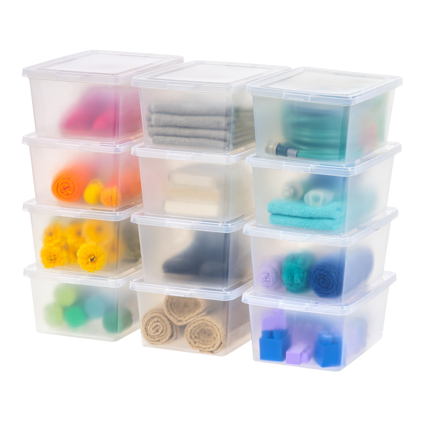 IRIS Clear Storage Boxes, 17 Qt, Plastic, Stackable Bins with Lids, 12 ...