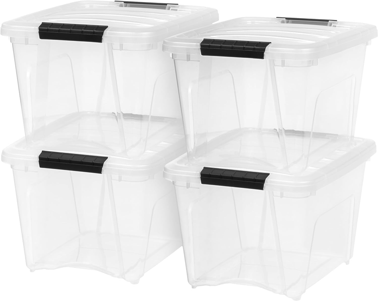 IRIS USA 19 Qt Stackable Plastic Storage Bins with Lids, 4 Pack - BPA ...