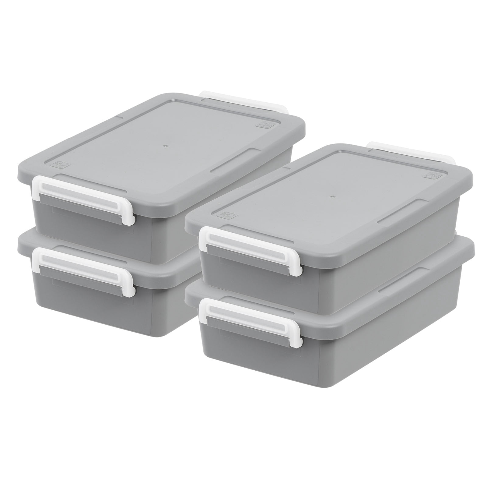 IRIS USA 2.7 Qt. Plastic Storage Bins with Lids, Secure Latch, Gray 4Pk ...