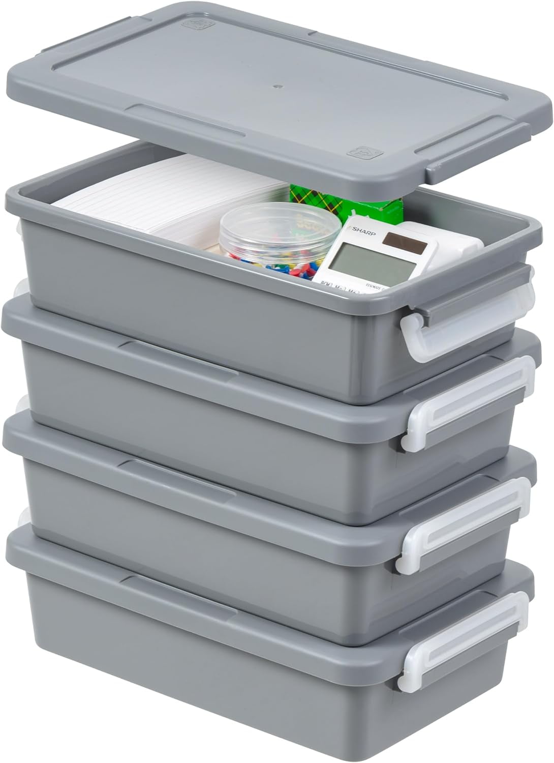 IRIS USA, Plastic Storage Bins with Lids, 2.7 Qt, Gray 4Pk - Walmart.com