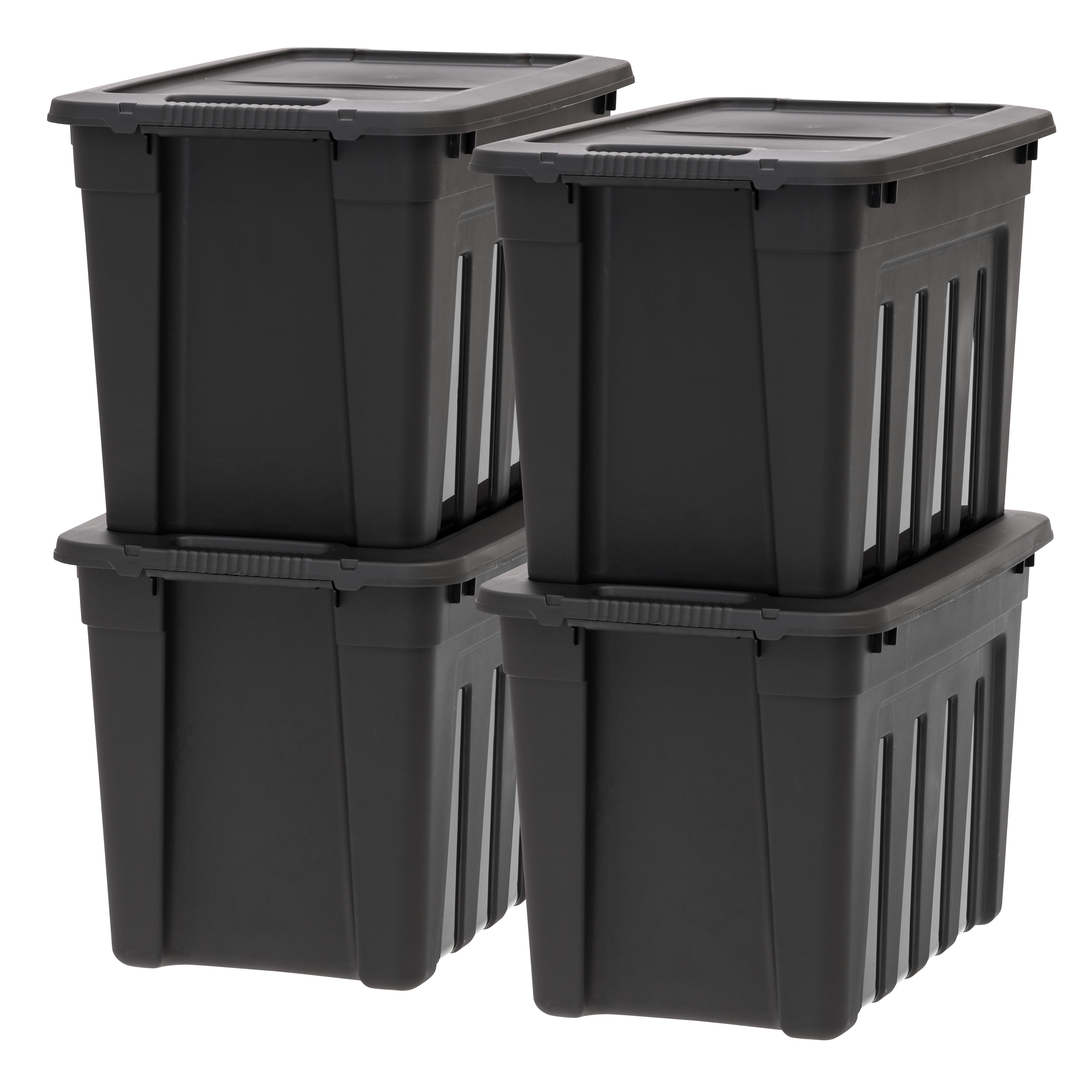 IRIS USA 20 Gallon Utility Totes, 4 Pack - Black, Durable Stackable ...