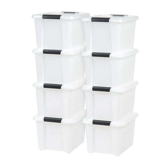 IRIS USA 8 Pack 20.5 Quart Stackable Plastic Storage Bins with Lids ...
