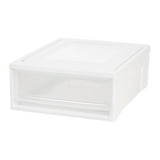 IRIS 22qt Plastic Clear Stackable Shallow Storage Drawers Chest Box ...