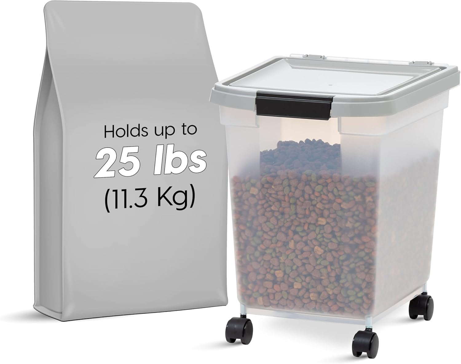 IRIS USA 25 Lbs / 32.5 Qt Pet Food Storage Container with Casters ...