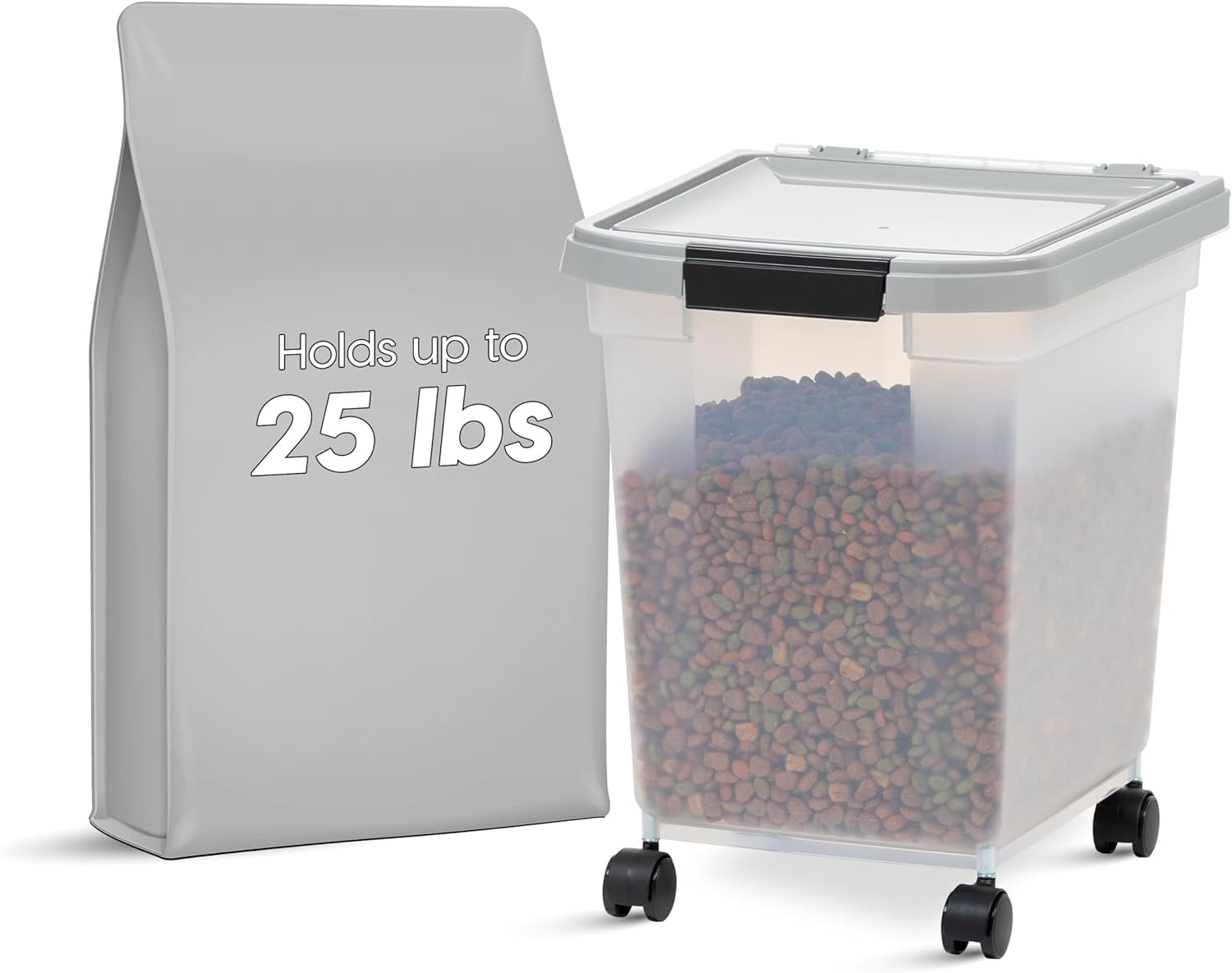 IRIS USA Plastic Sealed Pet Food Storage Container, 25 Lbs / 32.5 Qt ...