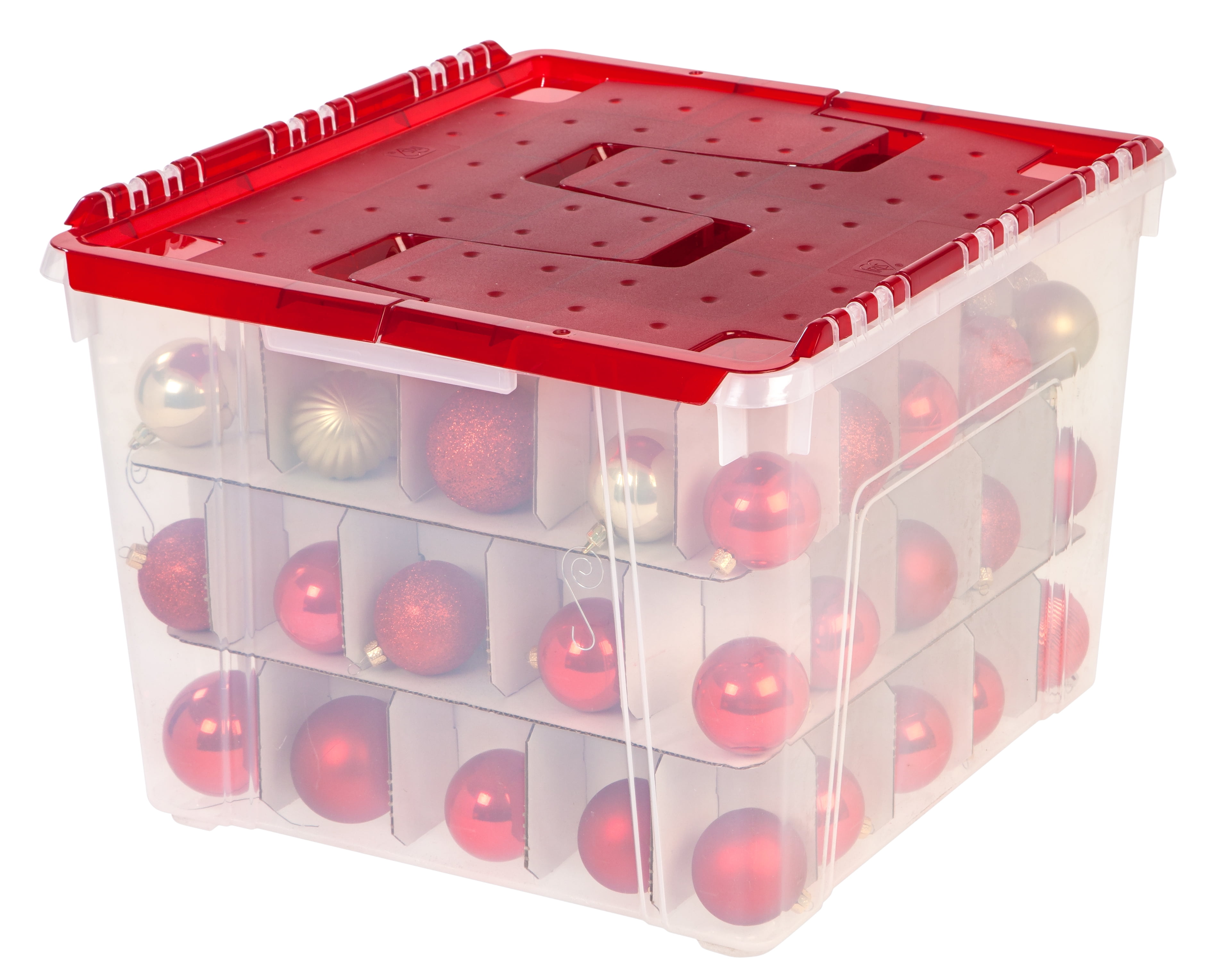 IRIS USA 2-Pack 60qt Christmas Ornament Storage Box, Plastic, Hinged ...