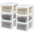 IRIS USA 3-Drawer Plastic Storage Dresser, 2-Pack, Standing Organizer ...