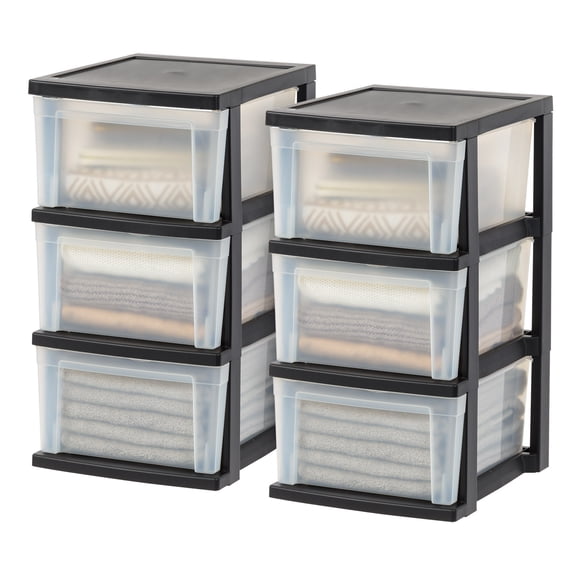 IRIS 3-Drawer Plastic Storage Dresser, Standing Organizer Storage ...