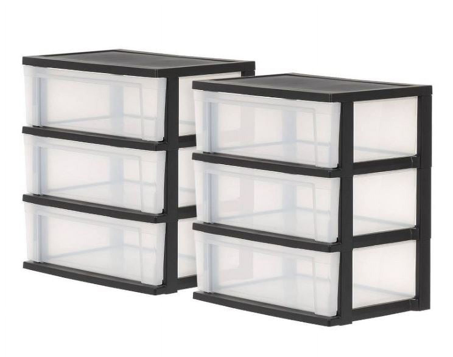 Sterilite Wide 3 Drawer Unit Plastic, White, Set of 2 - Walmart.com