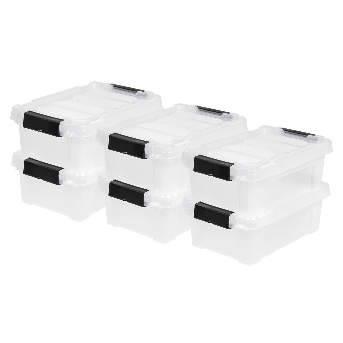 IRIS USA 3 Gallon Lockable Storage Totes with Lids, 6 Pack - Pearl ...