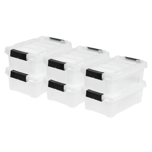 IRIS USA 3 Gallon Lockable Storage Totes with Lids, 6 Pack - Pearl ...