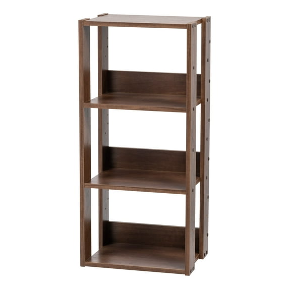 IRIS USA Bookshelf, 3 Shelf Open Wood Storage Bookcase Rack Unit, Brown ...