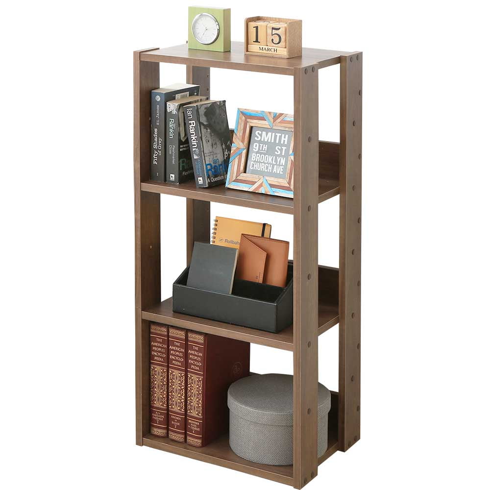 IRIS USA 3 Tier Height Adjustable Wooden Bookshelf, Simple Narrow ...