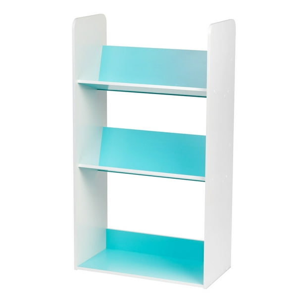 IRIS USA 3-Tier Tilted Shelf Book Rack, Blue and White - Walmart.com