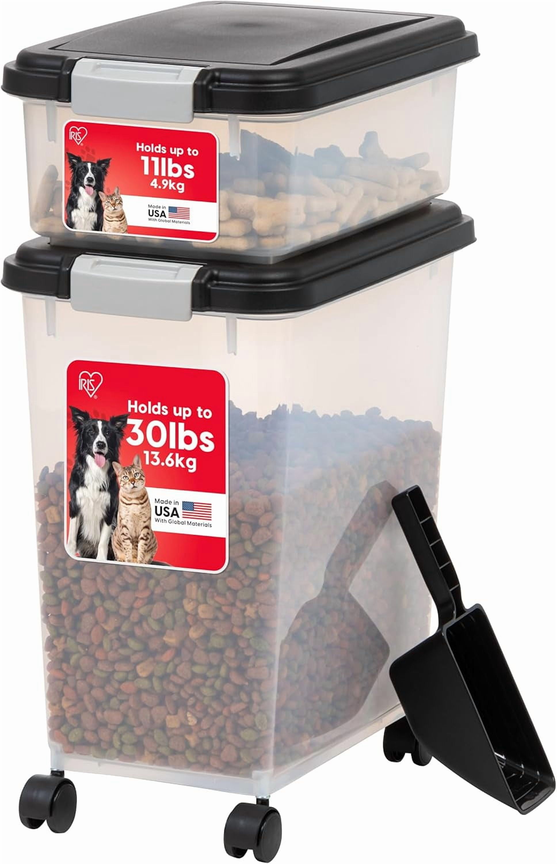 IRIS Airtight Pet Storage Containers, 30 lbs and 11 lbs Bins, 2-Cup ...
