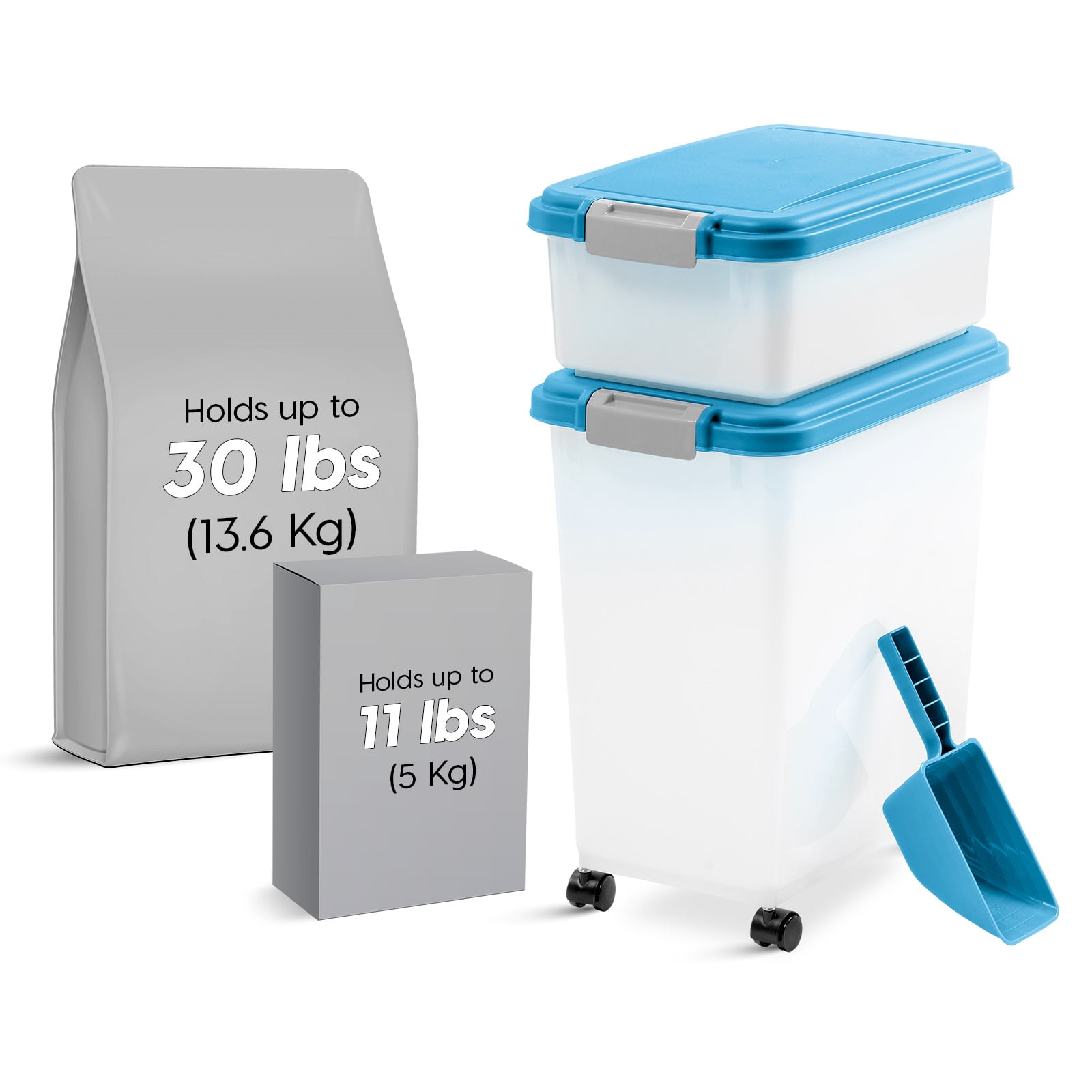 IRIS USA 30 lbs & 11 lbs Combo Airtight Dog Food Storage Container ...