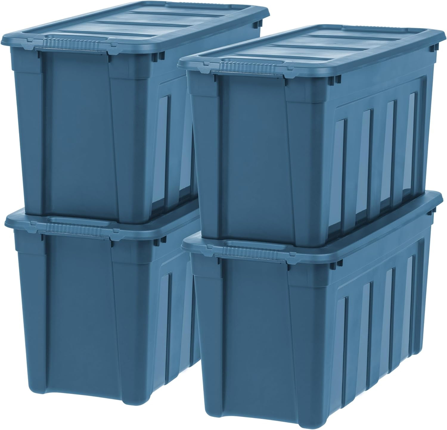 IRIS USA 31 Gallon Utility Totes with Easy-Grip Handles, 4 Pack Navy ...