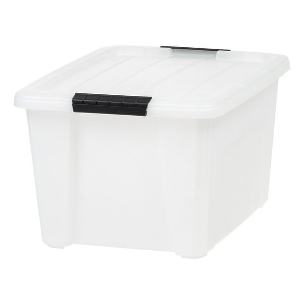 IRIS USA 32 Qt. Plastic Storage Bins with Lids, Pearl, Latching ...