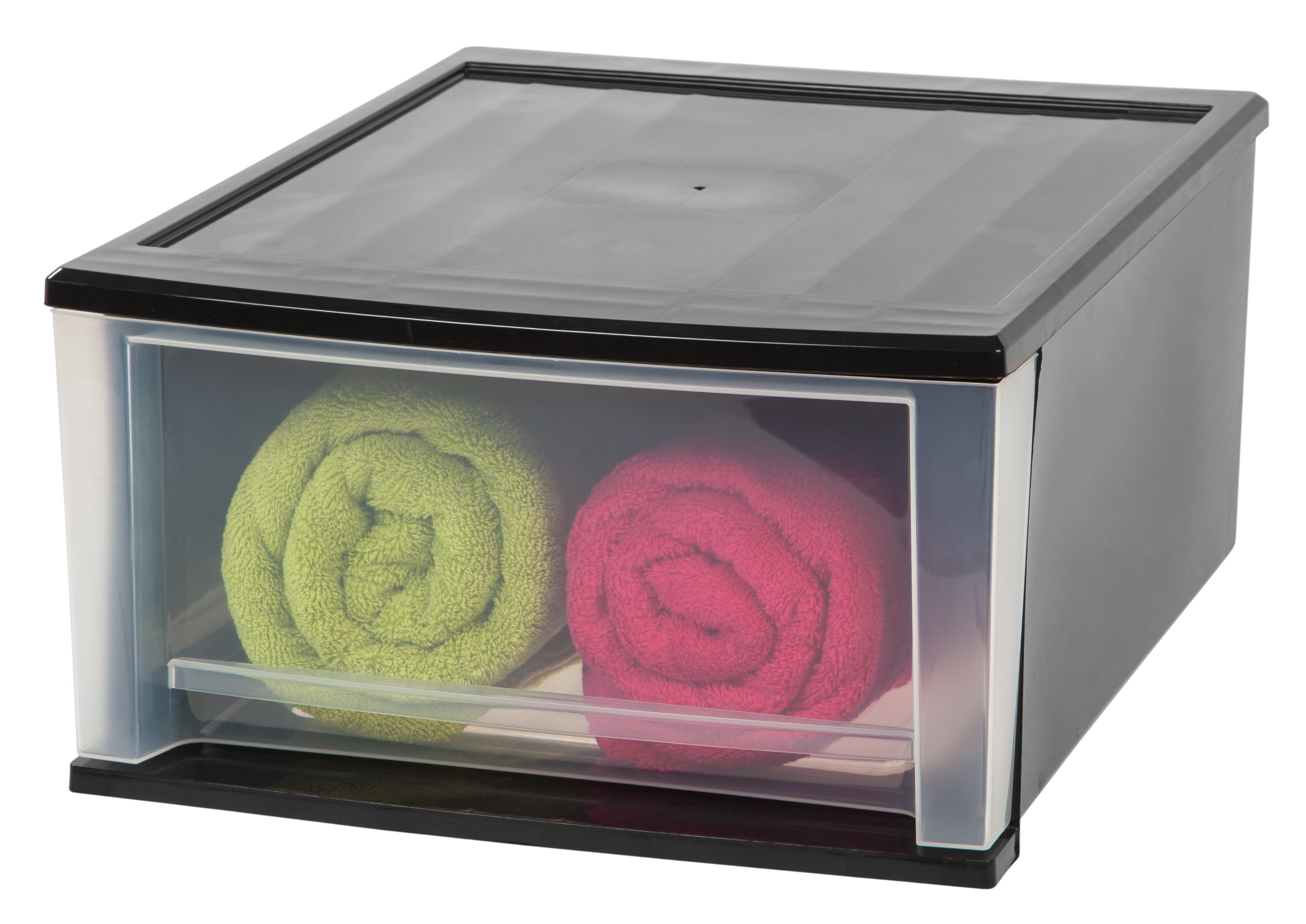 IRIS USA, 32 Quart Plastic Stacking Drawer, Black/Clear - Walmart.com