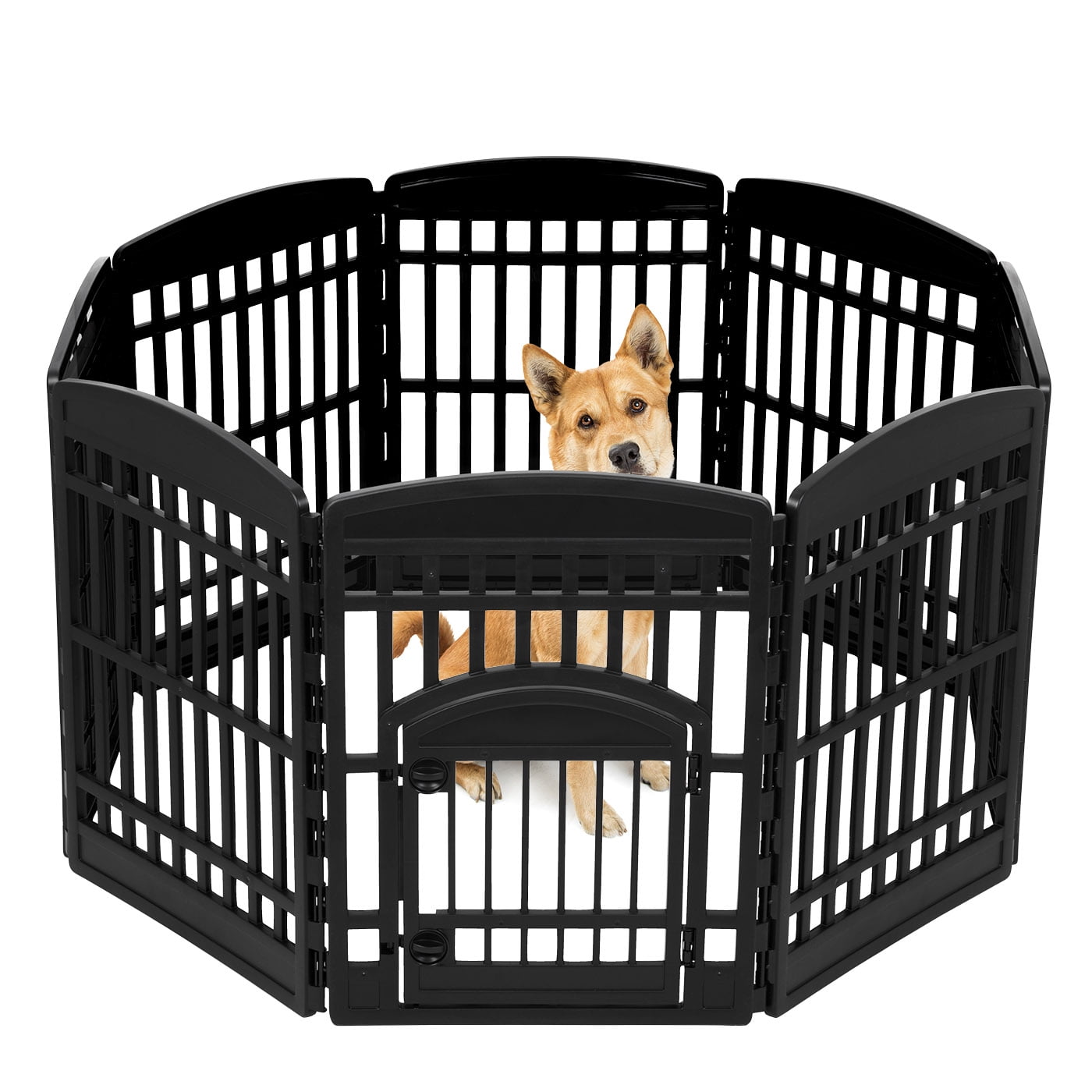 IRIS USA 34" Exercise 8-Panel Pet Playpen with Door, Dog Playpen, for ...