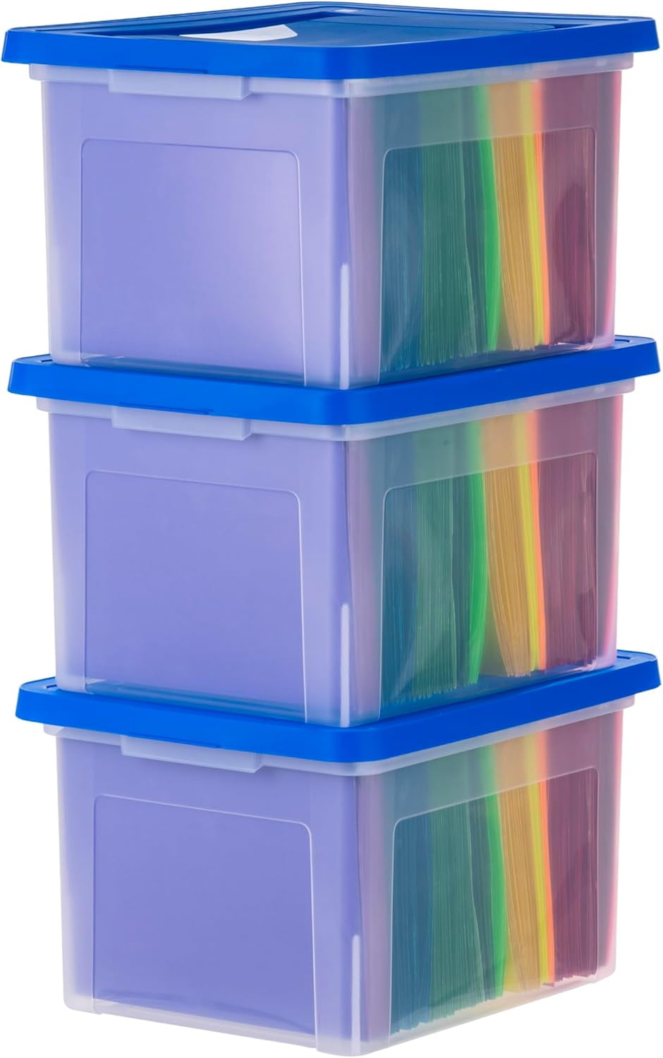 IRIS USA 35Qt Plastic File Box, Stackable Nestable, Blue, 3Pk - Walmart.com