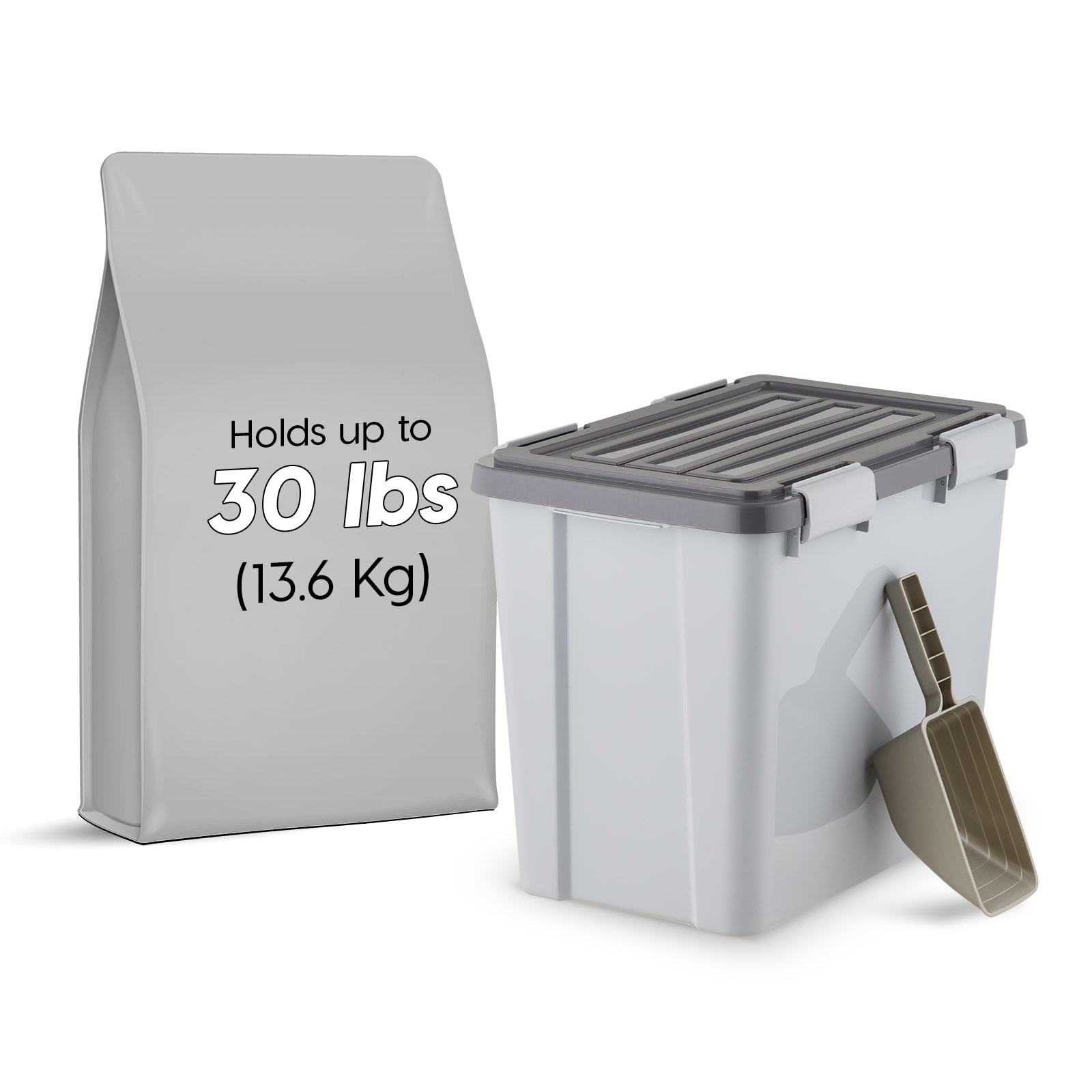 IRIS USA 30lbs/32qt Dog Food Storage Container with 2 Cup Scoop, Gasket ...