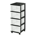 IRIS 4-Drawer Narrow Plastic Storage Drawer Cart with Organizer Top ...