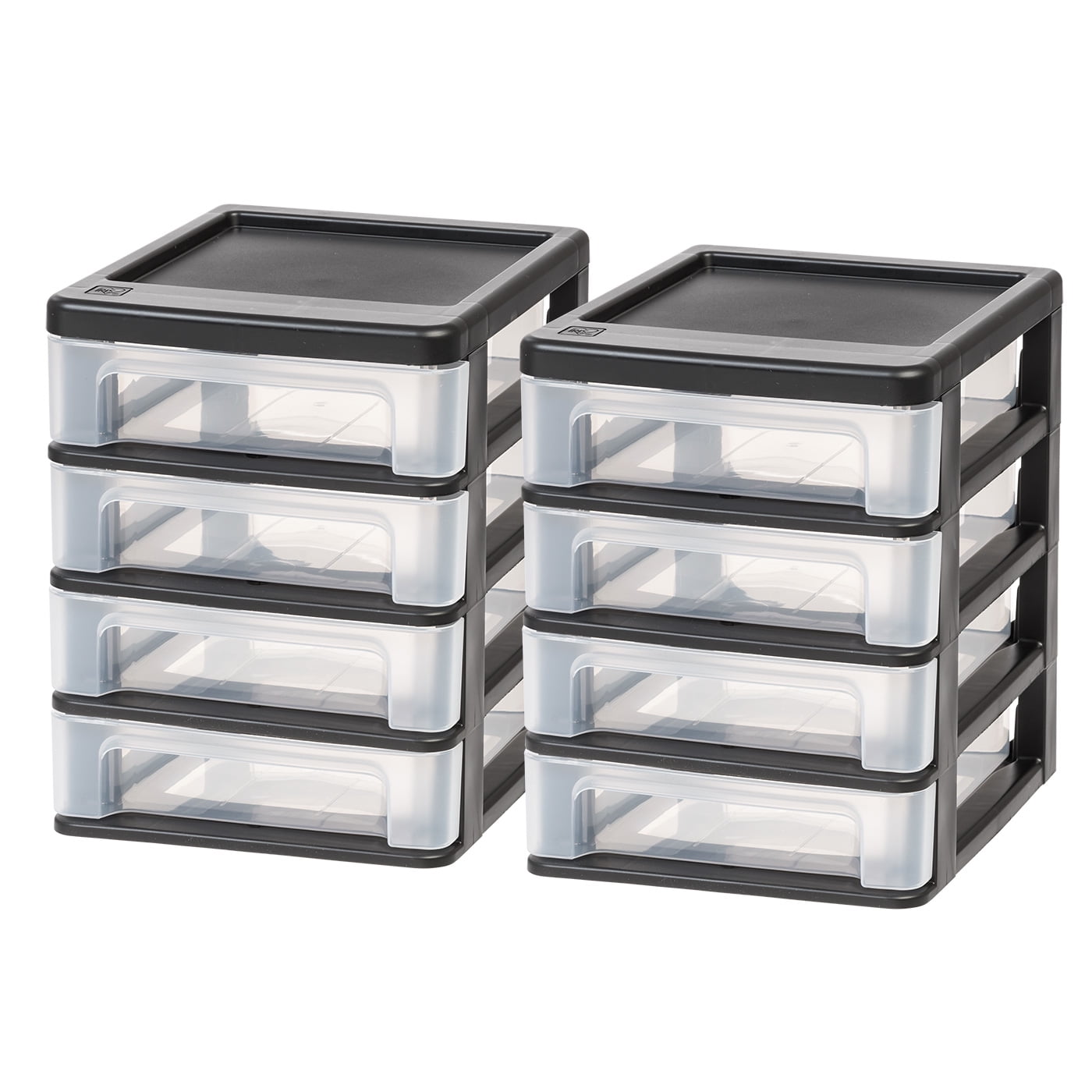IRIS USA 4 Drawer Small Desktop Storage System, Black, Set of 2 ...