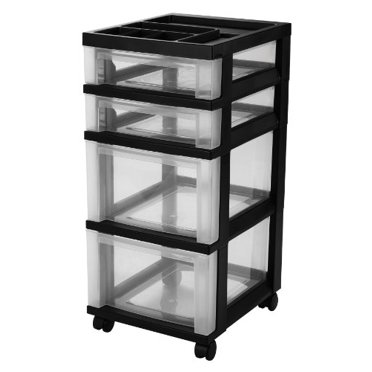 IRIS USA 6-Drawer Plastic Storage Cart with Rollers, Organizer Top ...