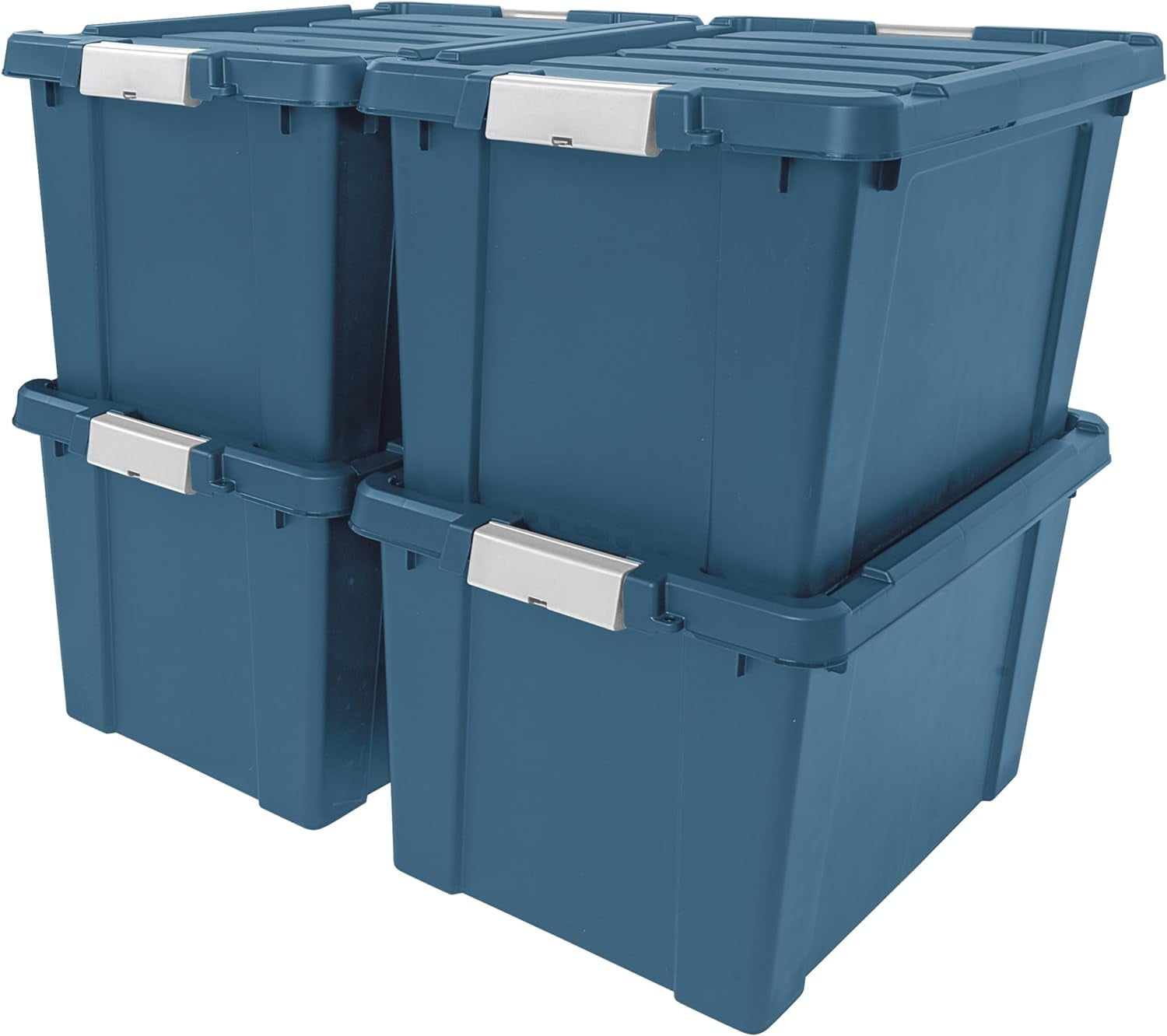 IRIS USA 4 Pack 19 Gallon Lockable Storage Totes with Lids, Navy, Heavy ...