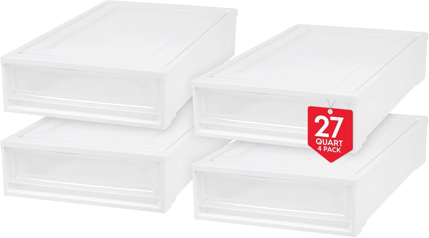 Free Shipping! IRIS USA Stackable Underbed Storage Units, 4 Pack 27.5qt ...