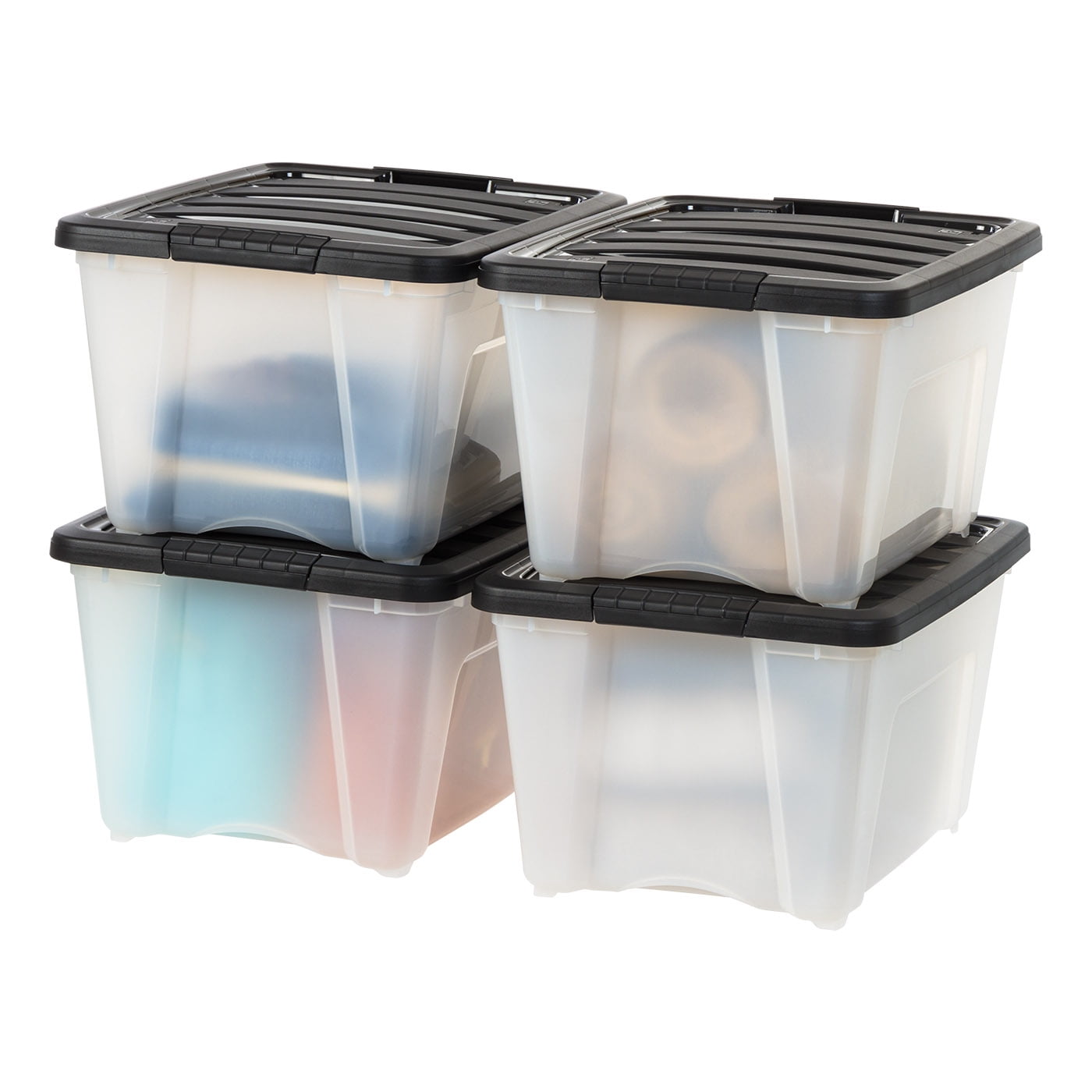 IRIS USA 32 Qt Stackable Plastic Storage Bins with Lids, 4 Pack - BPA ...