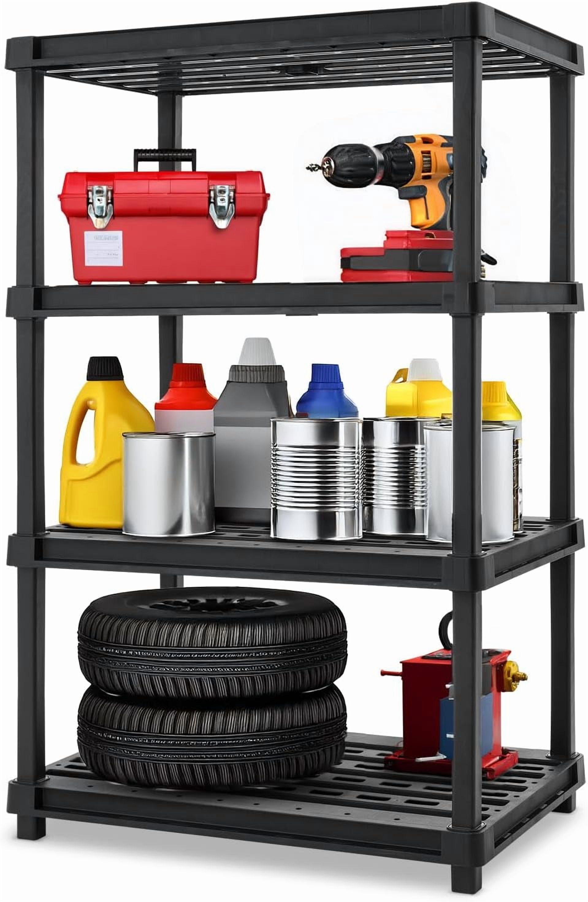IRIS USA, Storage Shelves, 4 Shelf Heavy Duty Deep Plastic, Black ...