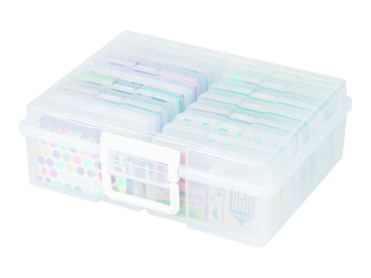 IRIS USA 4" x 6" Photo Storage Box with Handle and 16 cases, Craft ...