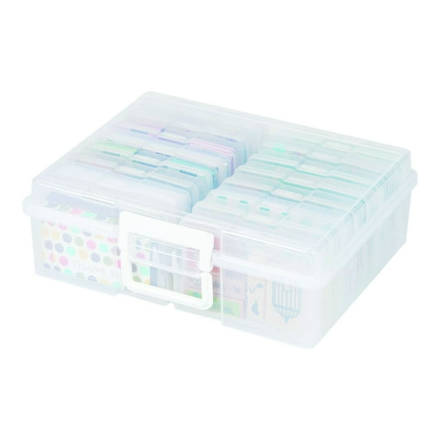 IRIS USA 4" x 6" Photo Storage Box with Handle and 16 cases, Craft ...