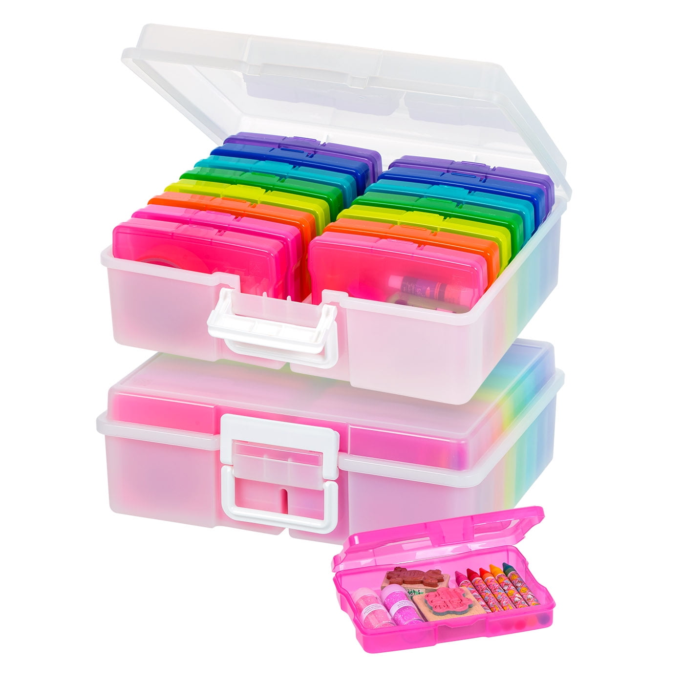 IRIS USA 4" x 6" Photo Storage Craft Keeper, 2 Pack, Main Container ...