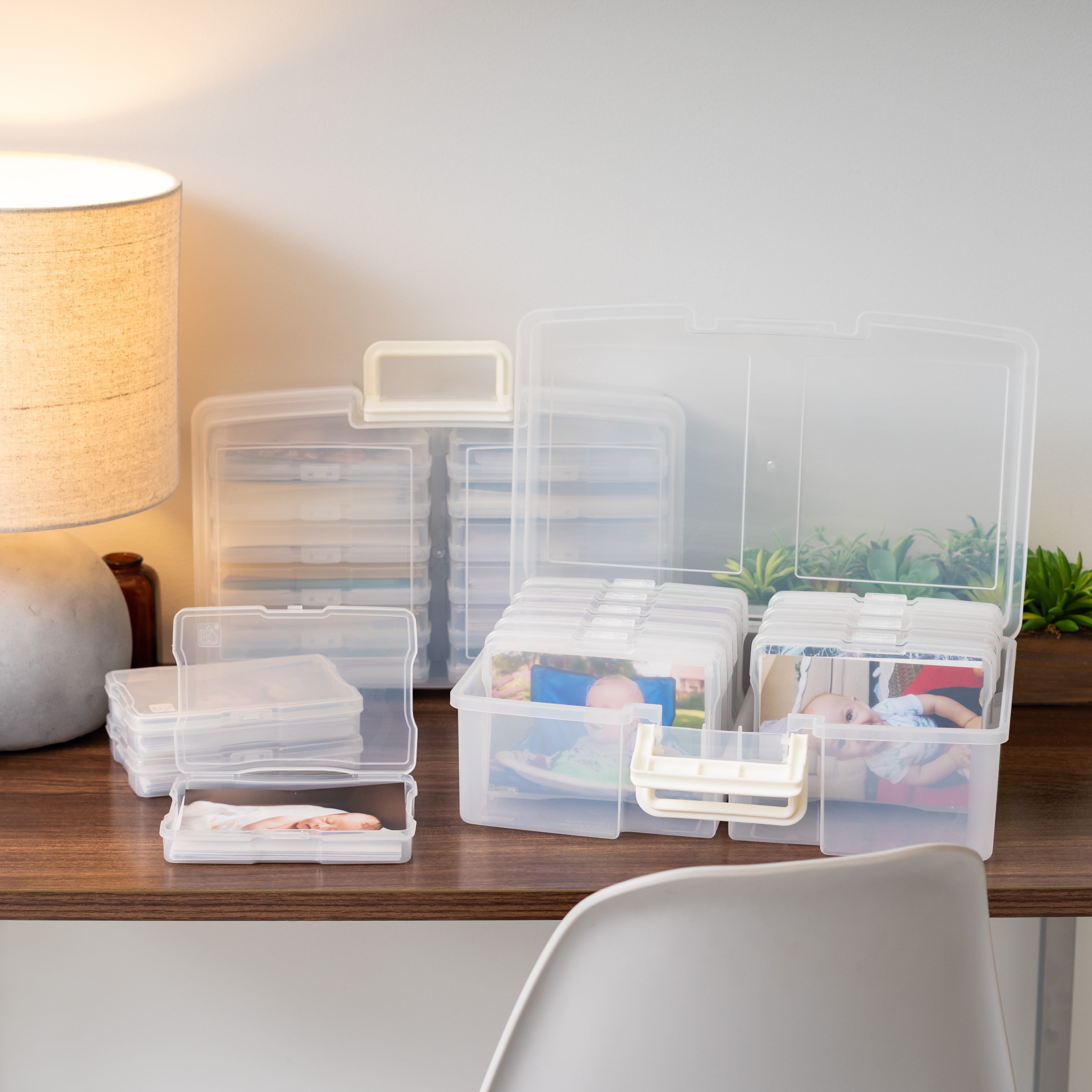 IRIS USA 4" x 6" Photo Storage Craft Keeper, Main Container with 12 ...